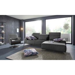 Sit & More sit&more Ecksofa &raquo;Gizeh L-Form&laquo; Fu&szlig;h&ouml;he 12 cm, inklusive Sitztiefenverstellung und Kopfteilverstellung grau B/H/T: 289cm x 178cm, Luxus-Microfaser 