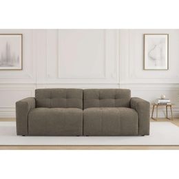 OTTO home 3-Sitzer &raquo;Tapley&laquo; Breite 220 cm,Boucle, Struktur fein, mit Knopfsteppung, bodentief braun 100% polyester B/H/T: 220cm x 73cm x 93cm, Boucl&eacute;