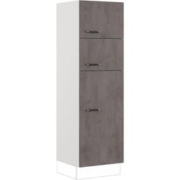 IMPULS K&Uuml;CHEN K&uuml;hlumbauschrank &raquo;"Prag", Breite/H&ouml;he: 60/190,7 cm&laquo; vormontiert, mit Dreht&uuml;ren grau Dekorfolie, Holzwerkstoff Space Grey, B/H/T: 60cm x 