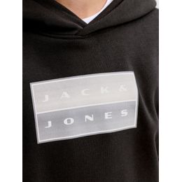 Jack & Jones Kinder Kapuzensweatshirt "JCOFUSION GRAPHIC SWEAT HOOD UNB SN JNR"schwarz detail:brushed, Gr. 164, JACK & JONES JUNIOR, bedruckt, angeraute