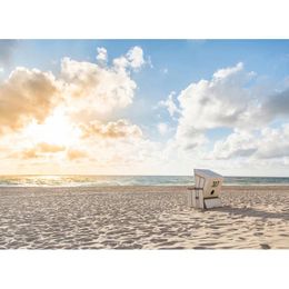 Livingwalls living walls Fototapete &raquo;Designwalls Beach Chair&laquo; glatt Vlies, Wand, Schr&auml;ge, Decke blau Vlies B/L: 3,5m x 2,55m