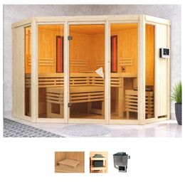 Karibu Sauna &raquo;Adele&laquo; Set, Ofen 9 KW externe Strg easy beige Saunaofen, externe Steuerung, 9 kW