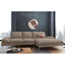 W.Schillig Ecksofa &raquo;enjoy&MORE, Designsofa, bequem, zeitlos und elegant, L-Form&laquo; mit Sitztiefenverstellung, F&uuml;&szlig;e Chrom gl&auml;nzend, Breite 340 cm braun 