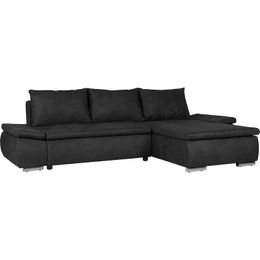 Home Affaire Ecksofa &raquo;Acra L-Form&laquo; mit Bettfunktion und Bettkasten, in Mattenoptik grau 100% Polyester B/H/T: 266cm x 83cm x 175cm, Luxus-Microfaser 