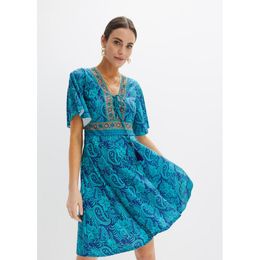 bonprix Damen bonprix Jerseykleid ausgestellte Passform, Kurzarm, mit Schn&uuml;rung und Bindeband 36/38 (S), N-Gr