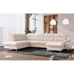 Sit & More sit&more Wohnlandschaft &raquo;Astoria U-Form&laquo; wahlweise mit motorischer Relaxfunktion beige 100% Polyester B/H/T: 327cm x 91cm x 225cm, Luxus-Microfaser 
