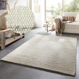 Theko Wollteppich &raquo;Alm-Gl&uuml;ck&laquo; rechteckig 12 mm H&ouml;he reine Wolle, meliert, handgewebt, Wendeteppich, auch als L&auml;ufer grau Schurwolle B : 120cm 1 Stk., 