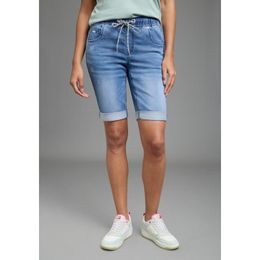 Kangaroos Damen Kangaroos Jogg-Jeansbermudas gerade geschnittenes Bein, elastischer Tunnelzugbund blau 32, N-Gr