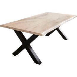 Home Affaire Esstisch &raquo;Tristan&laquo; mit Baumkante wei&szlig; B/H/T: 180cm x 77cm x 90cm