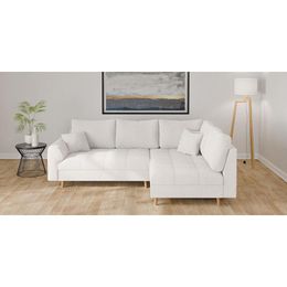 Home Affaire Ecksofa &raquo;CHARRE L-Form mit Ottomane, Ma&szlig;e B/T/H: 231/161/81 cm&laquo; feine Steppung, lose R&uuml;cken- und Zierkissen, auch in Cord und Boucl&eacute; wei&szlig;