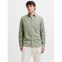 Jack & Jones Jack & Jones Herren Langarmhemd &raquo;JJESUMMER LINEN BLEND SHIRT L/S SN&laquo; Baumwollmischung, regular fit gr&uuml;n XS, N-Gr