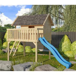 Akubi Spielturm &raquo;Fidel&laquo; BxTxH: 198x243x329,5 cm, mit Rutsche in blau beige Holzwerkstoff Einheitsgr&ouml;&szlig;e