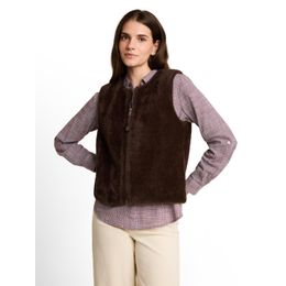 Tom Tailor Damen Fellimitatweste, braun, Gr. XS, unifarben, Fleece, Obermaterial: 54% Polyamid, 46% Polyester. Futter: 100% Polyester, Westen, mit