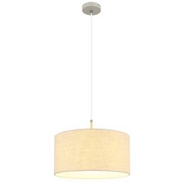 Globo LIGHTING H&auml;ngeleuchte &raquo;DELEON&laquo; E27 1 Stk. H&auml;ngeleuchte sandfarben matt mit Creme-Textilschirm, k&uuml;rzbar beige 1, &Oslash; 40cm H: 120cm, 1 Stk.