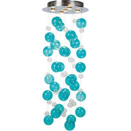 N&auml;ve n&auml;ve LED Pendelleuchte &raquo;Explosion&laquo; GU10 1 Stk. Warmwei&szlig; kleine und gro&szlig;e bunte Glaskugeln, inkl. GU10 Leuchtmittel warmwei&szlig; blau 5, &Oslash; 45cm H: 124cm, 1