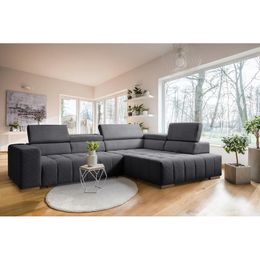 exxpo - sofa fashion Ecksofa &raquo;Elianos, hoher Sitzkomfort, aufwendige Kreuzsteppung im Sitz, L-Form&laquo; Kopfteile & Sitztiefe verstellbar, ohne 