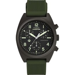 Timex Herren Quarzuhr &raquo;Expedition Capstone Chronograph&laquo; Armbanduhr, Herrenuhr, Silikonarmband, analog, Tag, Beleuchtung gr&uuml;n Einheitsgr&ouml;&szlig;e