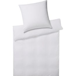 Elegante Bettw&auml;sche &raquo;Solid Stripe&laquo; 2 Stk. angenehmes Hautgef&uuml;hl wei&szlig; Mako-Jersey, Obermaterial: 100% Baumwolle B/L: 155cm x 220cm, 1 Stk., 1 Stk., Mako-Jersey,