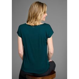 Laura Scott Damen Shirtbluse "mit Satin-Vorderteil und hochflexiblen Jersey-R&uuml;cken", blau, Gr. 48, leicht gl&auml;nzend, unifarben, Web, Obermaterial: