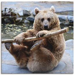 Artland Leinwandbild &raquo;B&auml;r II&laquo; Wildtiere 1 Stk. tlg. auf Holzrahmen gespannt braun Leinwand B/H/T: 30cm x 30cm, Leinwandbild Wildtiere quadratisch, 1 Stk.
