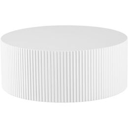 Salesfever Couchtisch &raquo;New Orleans Stilvoller Couchtisch&laquo; Set, 1 Stk. tlg. mit umlaufender Rillenstruktur wei&szlig; MDF B/H/T: 90cm x 35cm x 90cm, &Oslash; 90cm