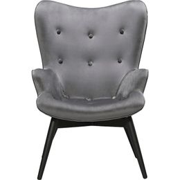 Salesfever Sessel &raquo;Komfortabler Relaxsessel zum Entspannen&laquo; 1 Stk. tlg. Zierkn&ouml;pfe in der R&uuml;ckenlehne grau 100% Polyester Samtoptik, Grau,Samtoptik, B