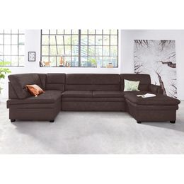 Sit & More sit&more Wohnlandschaft &raquo;Pisa U-Form&laquo; mit Federkern, wahlweise mit Schlaffunktion braun Flachgewebe (100% Polyester);Luxus-Microfaser1 (100% Polyester