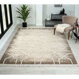 MyFlair Teppich &raquo;Enya 1, LAGERR&Auml;UMUNG!&laquo; rechteckig 15 mm H&ouml;he Shaggy im Skandi Look, Hoch-Tief Effekt, leicht gl&auml;nzend beige Polyester B : 200cm 1 Stk., 15mm,