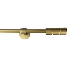 Garesa Gardinenstange &raquo;STAURA&laquo; &Oslash; 16 mm 1 l&auml;ufig-l&auml;ufig Wunschma&szlig;l&auml;nge Vorhanggarnitur, verl&auml;ngerbar, Knopf mit 2 Rillen, ohne Ringe gold Holzwerkstoff
