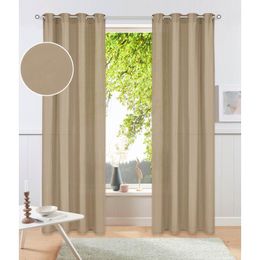 OTTO home Vorhang &raquo;Raja&laquo; &Ouml;sen 2 Stk. tlg. einfarbig, Einfache Montage, Pflegeleicht, &Ouml;sen, 2 er Pack, uni beige Polyester, Recyceltes Material 265cm, 
