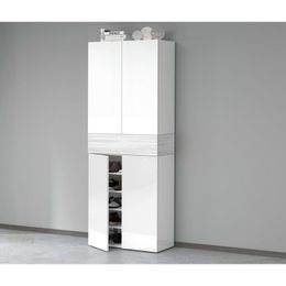 Home Affaire Schuhschrank &raquo;Savona&laquo; 1 Stk. tlg. wei&szlig; Holzwerkstoff wei&szlig;/l&auml;rche wei&szlig;, B/H/T: 76cm x 200cm x 35cm, T&uuml;ren: 4 Stk.