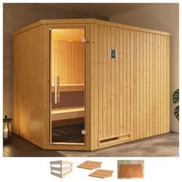 Weka Sauna &raquo;Varberg 4&laquo; ohne Ofen beige ohne Ofen, (ohne Ofen)