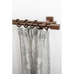 Garesa Gardinenstange &raquo;CUBUS&laquo; &Oslash; 20 mm 2 l&auml;ufig-l&auml;ufig Wunschma&szlig;l&auml;nge Vorhanggarnitur, verl&auml;ngerbar, Endknopf eckig, mit Ringe braun Holzwerkstoff B/L: