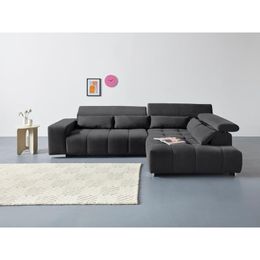COTTA Ecksofa &raquo;Orion L-Form, B: 310 cm&laquo; Kopfteilverstellung & 5 Nierenkissen schwarz 100% Polyester B/H/T: 310cm x 70cm x 225cm, Struktur soft, 