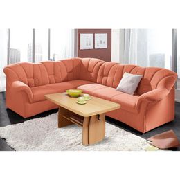 DOMO collection Ecksofa &raquo;Papenburg B/T/H: 242/190/84 cm L-Form&laquo; wahlweise mit Bettfunktion, Langer Schenkel links oder rechts orange Struktur ( 90% 