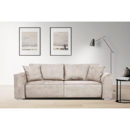 Inosign 3-Sitzer &raquo;BEATRICE, B: 250 cm - wahlweise mit Bettfunktion&laquo; u. Bettkasten, incl. 2 Zierkissen beige 100% Polyester B/H/T: 250cm x 92cm x 107cm