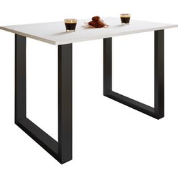 Vcm Holzesstisch H. 76 x B. 110 x T. 50 cm hochwertiges und massives Fu&szlig;gestell F&uuml;&szlig;e aus Eisen K&uuml;chentisch - Xona U