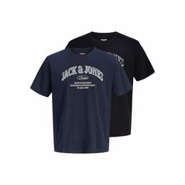 Jack & Jones Jack & Jones Herren T-Shirt &raquo;JJEDENVER LOGO TEE SS O-NECK 2PK MP&laquo; Packung, 2 aus Baumwolle, in Jersey-Qualit&auml;t, gerade Passform, pflegeleicht blau L