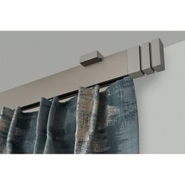Garesa Gardinenstange &raquo;FLAT&laquo; 1 l&auml;ufig-l&auml;ufig Wunschma&szlig;l&auml;nge Rechteckprofil, Deckenmontage, perfekter Lauf, modern, verl&auml;ngerbar silber Aluminium B/L: 