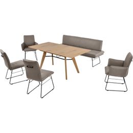 K+w Komfort & Wohnen K+W Komfort & Wohnen Essgruppe &raquo;Giacomo IV&laquo; 6 Stk. tlg. Polsterbank in 2 Gr&ouml;&szlig;en, 2 Kufenst&uuml;hle, 2 Armlehnenst&uuml;hle und 1 Tisch gr&uuml;n Leder CLOUD, 