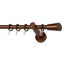 Garesa Gardinenstange &raquo;CLASSICO MOLIS&laquo; 1 l&auml;ufig-l&auml;ufig Wunschma&szlig;l&auml;nge Vorhanggarnitur, verl&auml;ngerbar, Wandmontage, Keil, mit Ringe und Haken braun B/L: