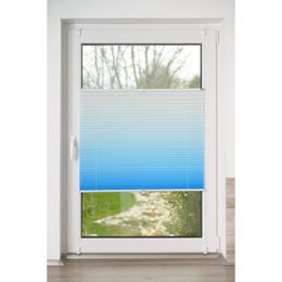 K-home Plissee &raquo;Farbverlauf Sunrise&laquo; Lichtschutz ohne Bohren verspannt wei&szlig; Obermaterial: 100% Polyester 210cm, zweiseitig verschiebbar, 100cm