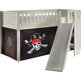Vipack Hochbett &raquo;Scott&laquo; B/H/T ca. 207,6x114x203,7cm, Kopf-/Fu&szlig;teil mit Fr&auml;sung, stabil gebaut, mit Rutsch-/Leiterturm, LF 90x200 cm, inkl. Vorhang, 7 Designs