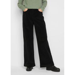 bonprix Damen bonprix Cordhose Loose Fit, High-Waist-Design, mit Bequembund schwarz 56, N-Gr