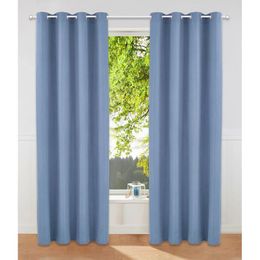 OTTO home Vorhang &raquo;Parry&laquo; &Ouml;sen 2 Stk. tlg. 2-er Set, blickdicht, monochrom, basic blau Polyester, Recyceltes Material 265cm, &Ouml;sen, 140cm