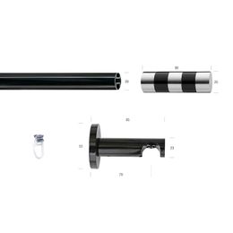 Garesa Gardinenstange &raquo;BLACK&laquo; &Oslash; 20 mm 1 l&auml;ufig-l&auml;ufig Wunschma&szlig;l&auml;nge Vorhanggarnitur, Innenlauf, verl&auml;ngerbar, Knopf abgeschr&auml;gt 2-farbig schwarz 