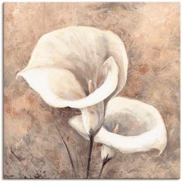 Artland Leinwandbild &raquo;Klassische Callas&laquo; Blumen 1 Stk. tlg. auf Holzrahmen gespannt beige Leinwand B/H/T: 40cm x 40cm, Leinwandbild Blumen quadratisch, 1 Stk.