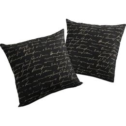 Adam Dekokissen &raquo;Kissenh&uuml;lle Scribble&laquo; aus Bio-Baumwolle, Kissenh&uuml;lle ohne F&uuml;llung, 1 St&uuml;ck schwarz Baumwolle, Leinen B/L: 40cm x 40cm, 1 Stk.