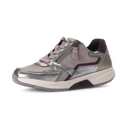 Rollingsoft Damen rollingsoft Keilsneaker , Schn&uuml;rer, Halbschuh, Freizeitschuh mit zus&auml;tzlichem Rei&szlig;verschluss silber 36
