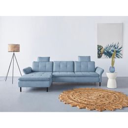 OTTO home Ecksofa &raquo;Birkholm L-Form&laquo; Armlehnverstellung, auch in Easy Clean Bezug - mit Wasser zu reinigen blau 98% Polyester 2% Polyamid B/H/T: 267cm 